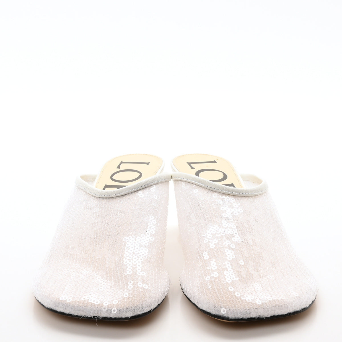 Loewe Sequin Toy Mule Pumps 35 Transparent White | Luxe Collective